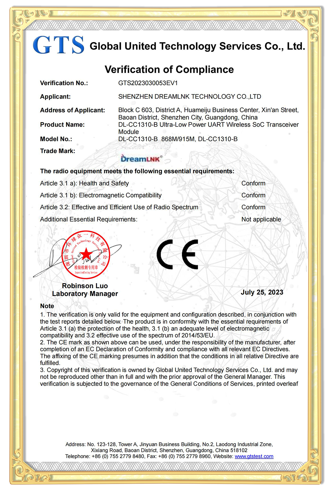 DL-CC1310-B UART Module is now CE, FCC & UKCA Approved - DREAMLNK