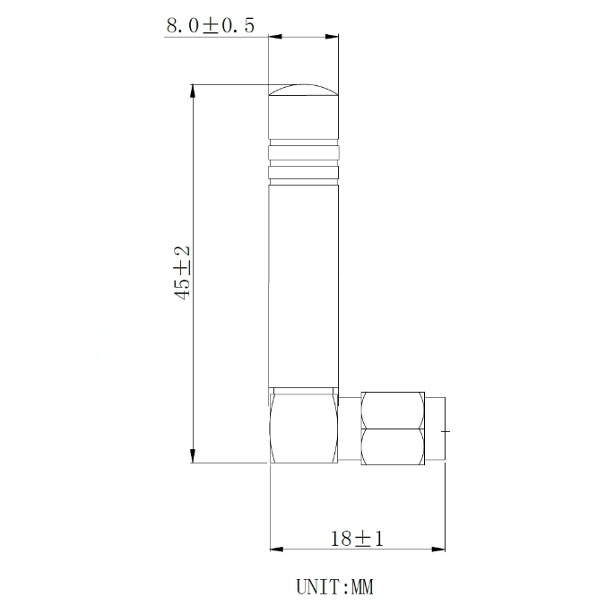 868MHz Right Angle Rubber Rod Antenna with SMA Connetcor